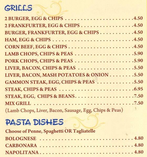 Menu at kent, Maidstone