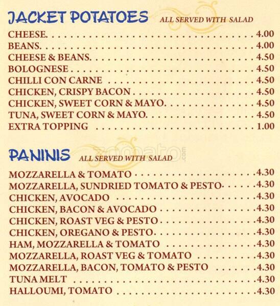 Menu at kent, Maidstone