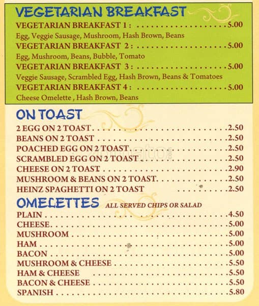 Menu at kent, Maidstone