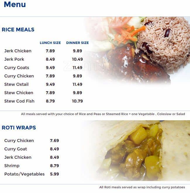Menu at Cravins Caribbean Grill restaurant, Markham