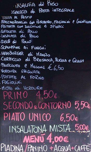 Menu da La latteria self-service, Milano, Via Antonio Grossich 17