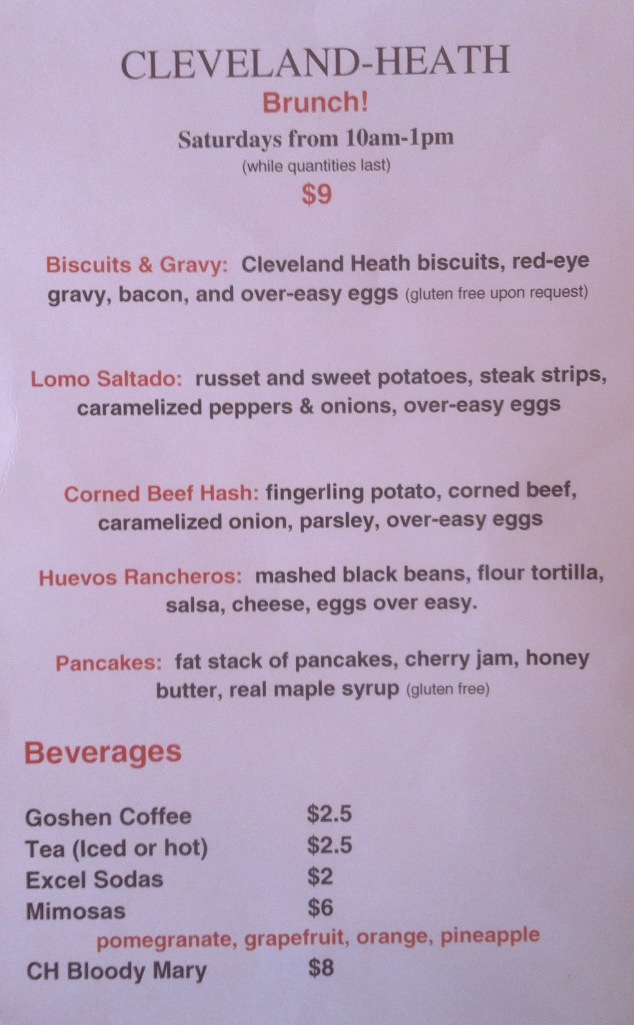Menu at Cleveland-Heath pub & bar, Edwardsville
