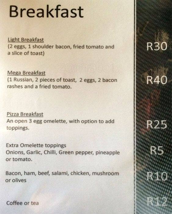 Sabie Sports Bar Menu, Menu for Sabie Sports Bar, Sabie, Sabie - Zomato SA