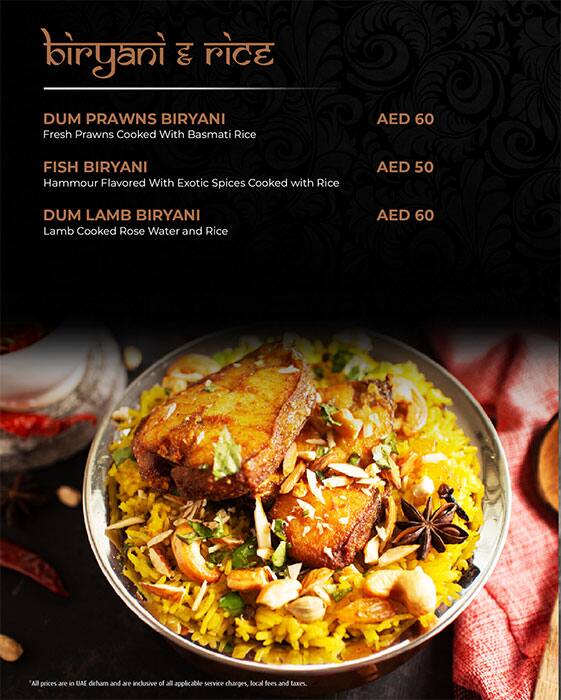Carta de Chutney Restaurant Madinat Zayed, Madinat Zayed