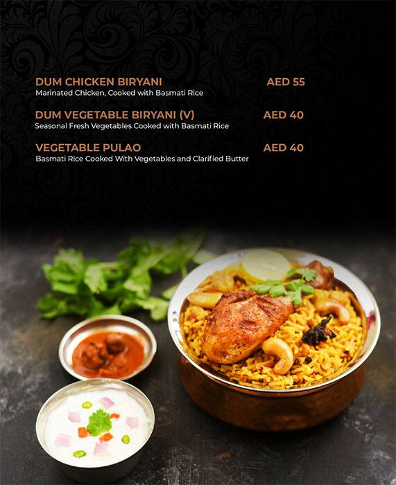 Carta de Chutney Restaurant Madinat Zayed, Madinat Zayed