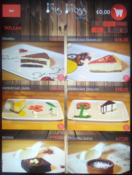 Menu at Big Boss Lounge, Istanbul, Kennedy Cd. 53/A-B