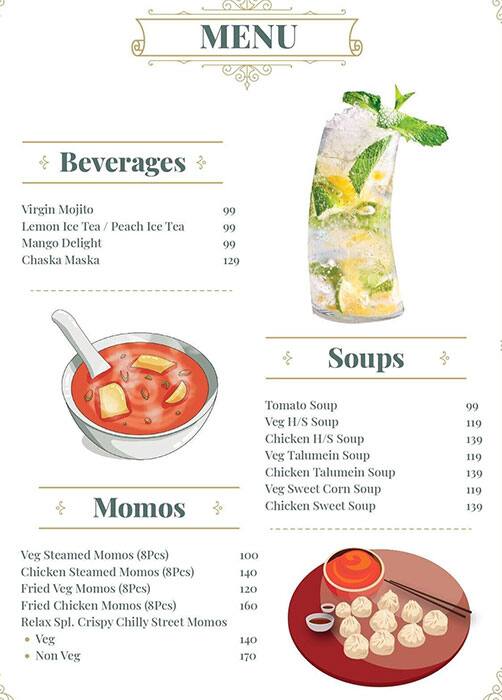 Menu of Relax Xpress, Sector 16, Noida