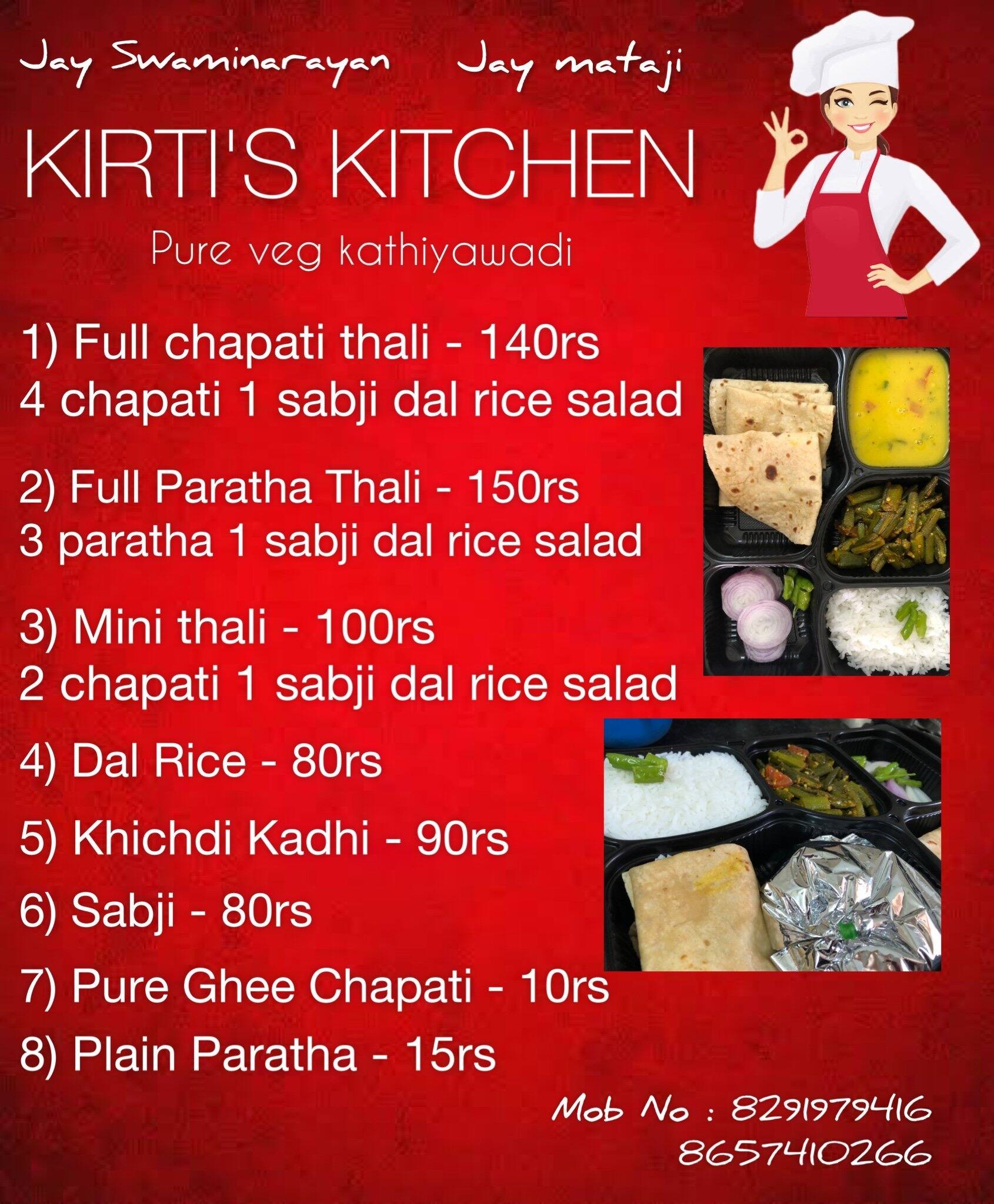 Menu of Kirti's Kitchen, Dahisar East, Mumbai