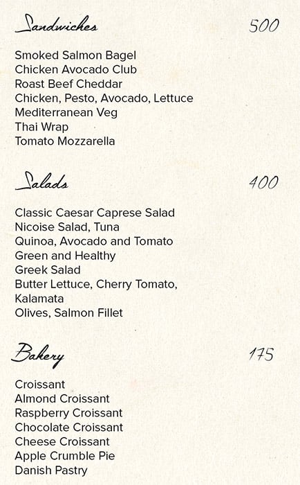 Menu at Ganache Ritz Carlton, Bengaluru