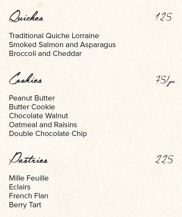 Menu at Ganache Ritz Carlton, Bengaluru