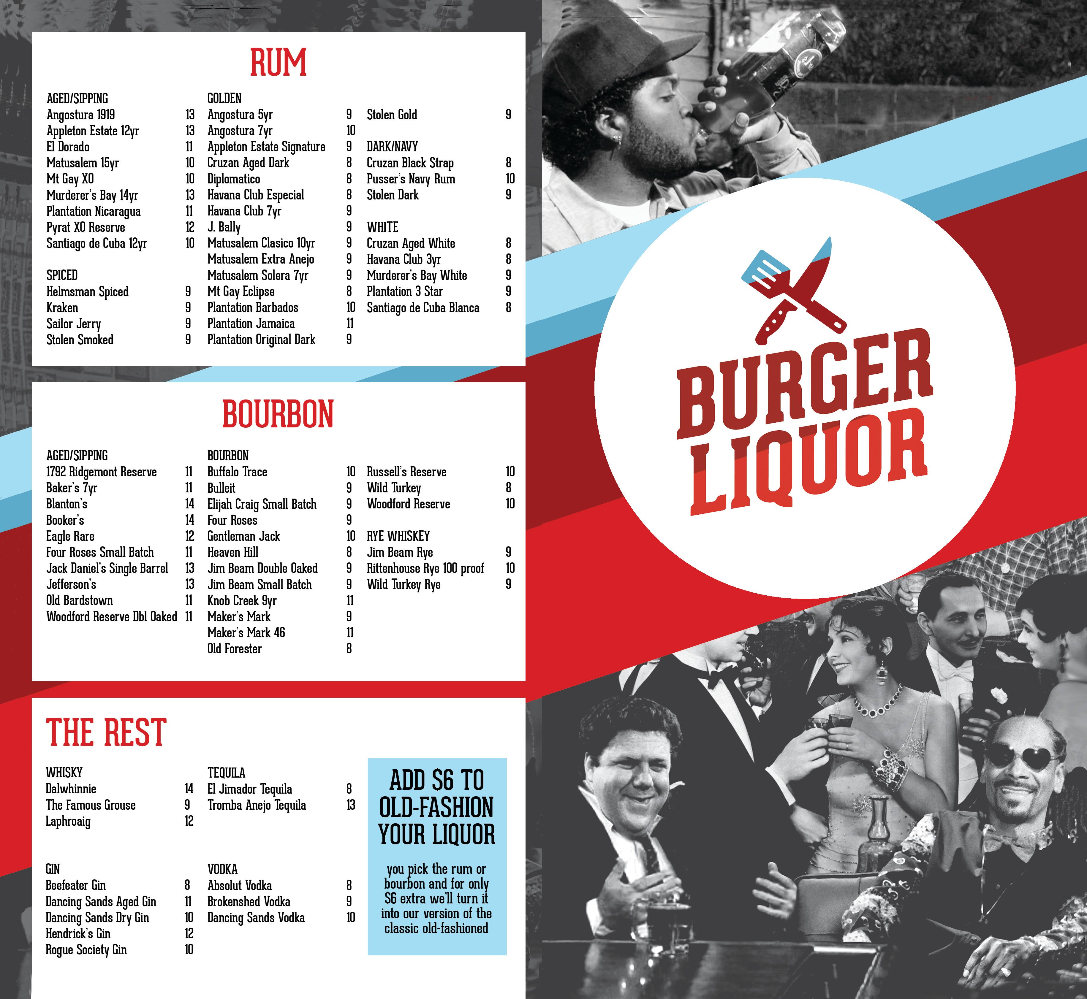 Menu at Burger Liquor pub & bar, Wellington, 129 Willis St