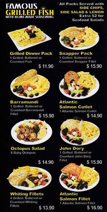 Menu at Kingfish Seafood restaurant, Mortdale