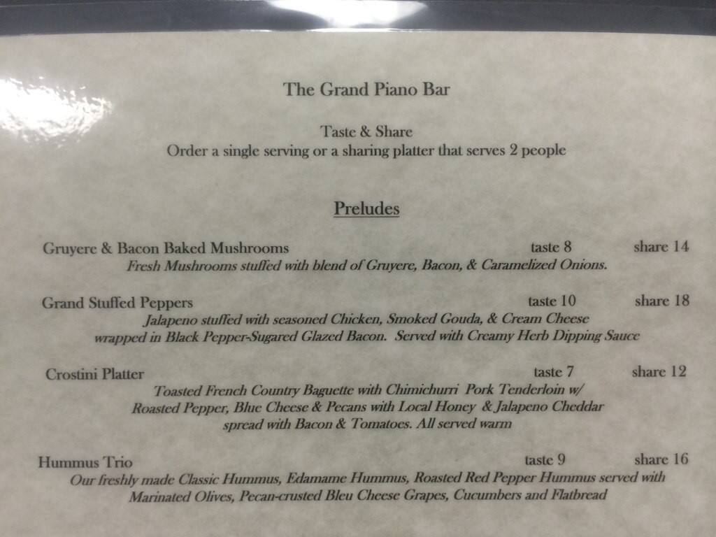 the Grand Piano Bar and Supper Club Menu - Urbanspoon/Zomato