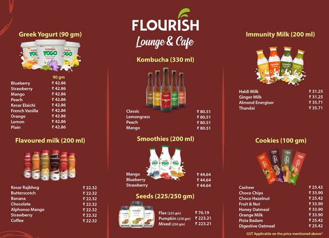 Menu of Flourish, Infocity, Gandhinagar