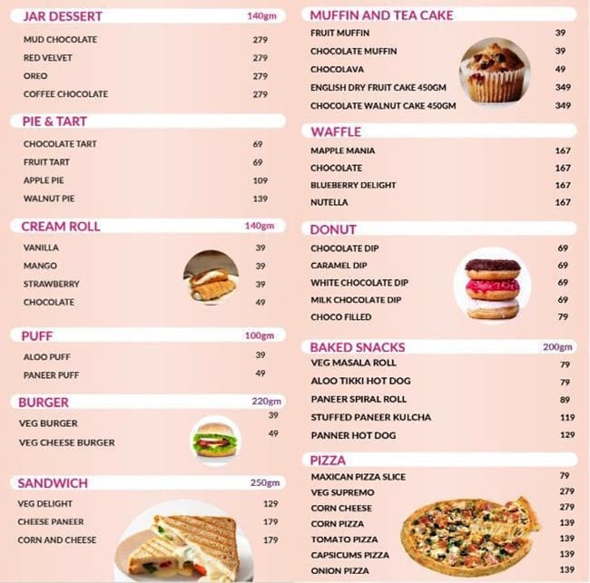 Menu at Winni Cakes & More, Allahabad, IIT Mod