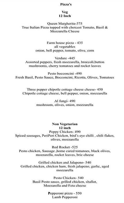 Menu of Cafe Amado, Arera Colony, Bhopal