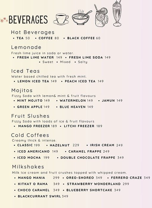 Menu of Cafe Lily, Sector 37, Noida