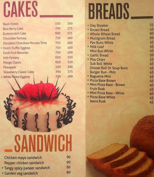 Menu at The French Loaf, Bengaluru, Iris Inn