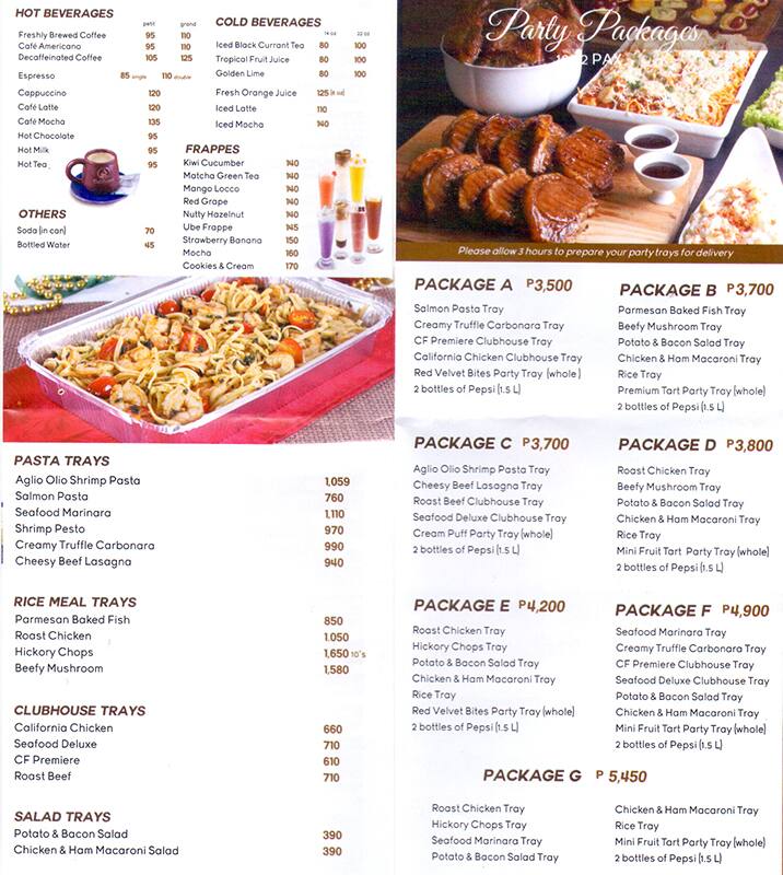 Menu at Cafe France - Intramuros, Manila, HXPH+J43