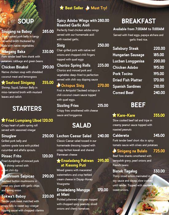 Minced Manila Menu, Menu for Minced Manila, San Roque, Upper Antipolo ...