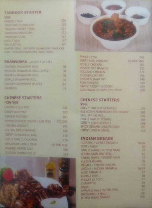 Menu at Hotel Samco Main, Chennai, 174
