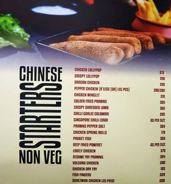 Menu at Samco, Chennai