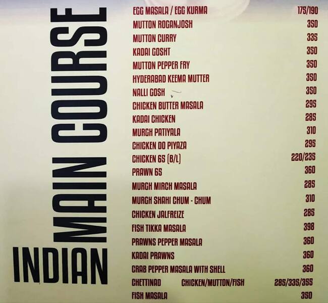 Menu at Samco Anna Nagar, Chennai