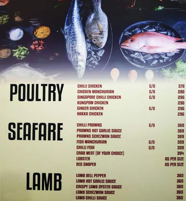 Menu at Samco, Chennai
