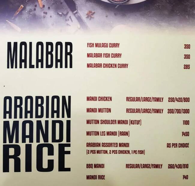 Menu at Samco Anna Nagar, Chennai