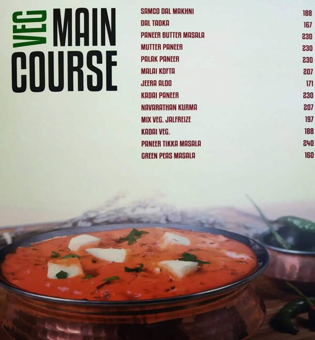 Menu at Samco Anna Nagar, Chennai