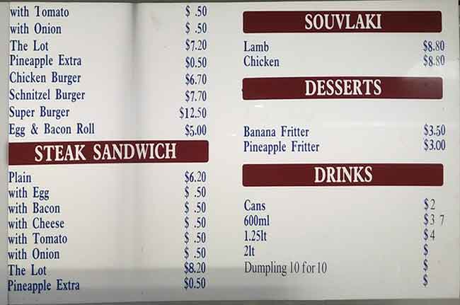 Menu at Big Bite fast food, Hoppers Crossing