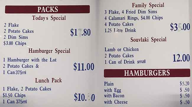 Menu at Big Bite fast food, Hoppers Crossing