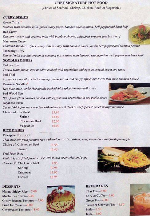 Menu at Roe Thai and Japanese Restaurant, Philadelphia, 138 Chestnut St #69