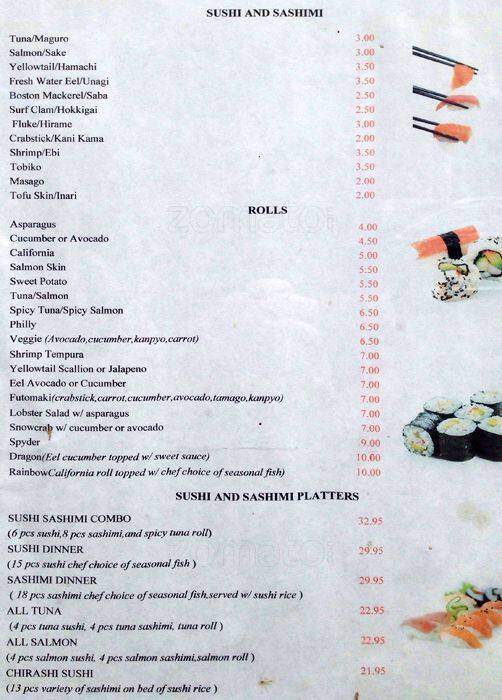 Menu at Roe Thai and Japanese Restaurant, Philadelphia, 138 Chestnut St #69