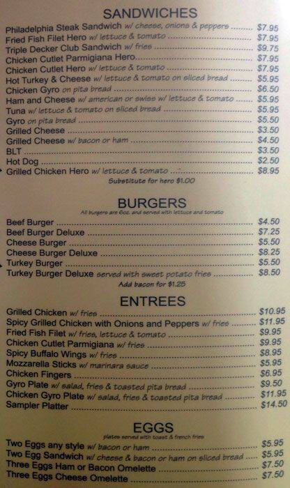 Menu at Park Billiards Cafe and Sports Bar, New York City