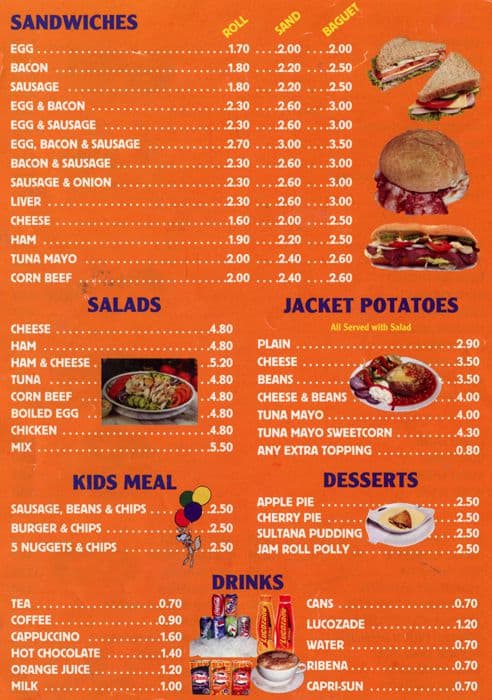 Menu at John's Cafe, Dartford, 181 Crayford Rd