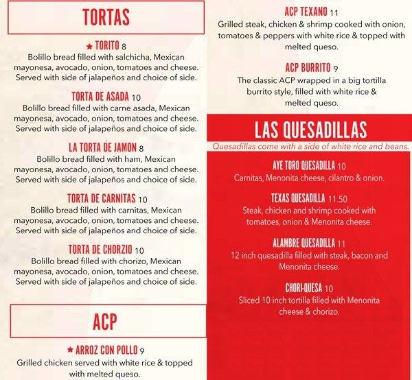 Menu at Aye! Toro Mexican Restaurant & Cantina, Sanford