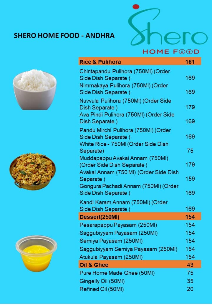 Menu of Shero Home Food - Andhra, Jubilee Hills, Hyderabad