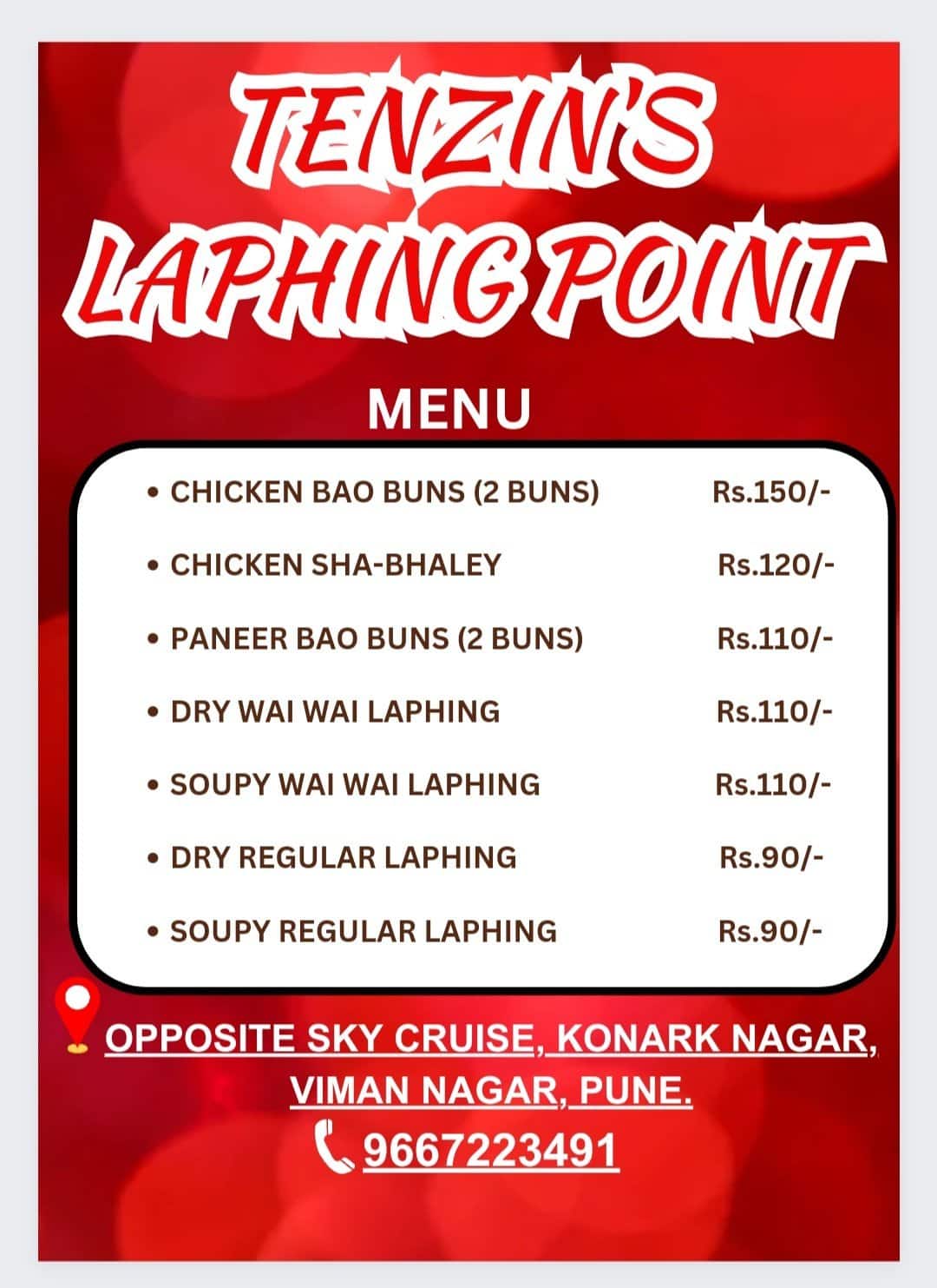 Menu of Tenzin's Laphing Point, Viman Nagar, Pune