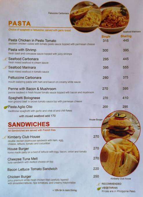 Menu at Cafe K, Manila, G/F