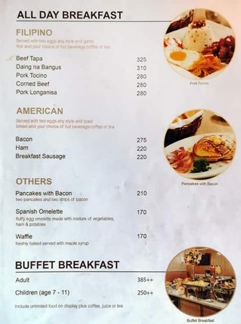 Menu at Cafe K, Manila, G/F