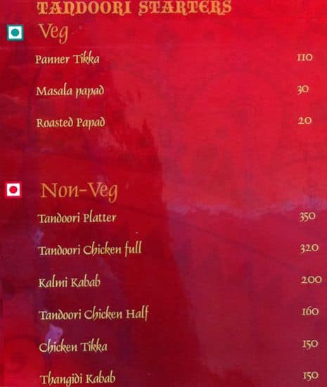 Menu at Prasanna Andhra Restaurant, Chennai, 30, 2nd Floor, 100 Feet ...
