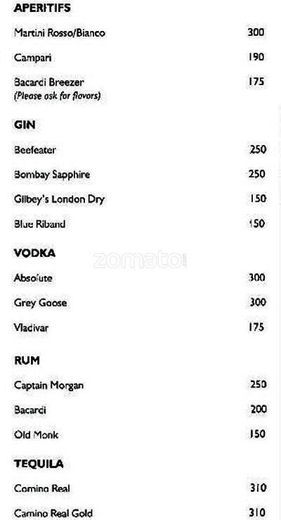 Sunset Bar - Sarovar Portico Menu - Zomato