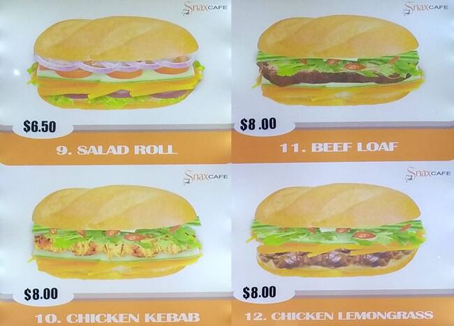 Menu at Snax Deli cafe, North Melbourne