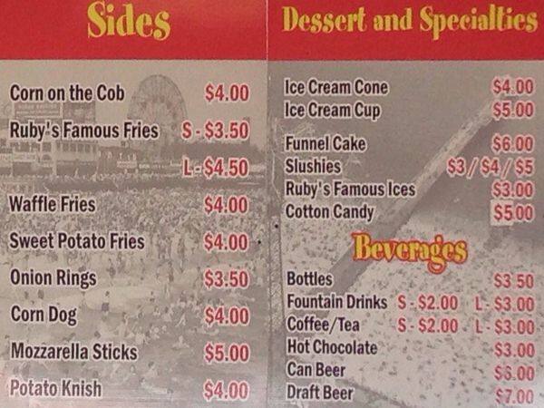 Menu at Ruby's Bar & Grill, New York City