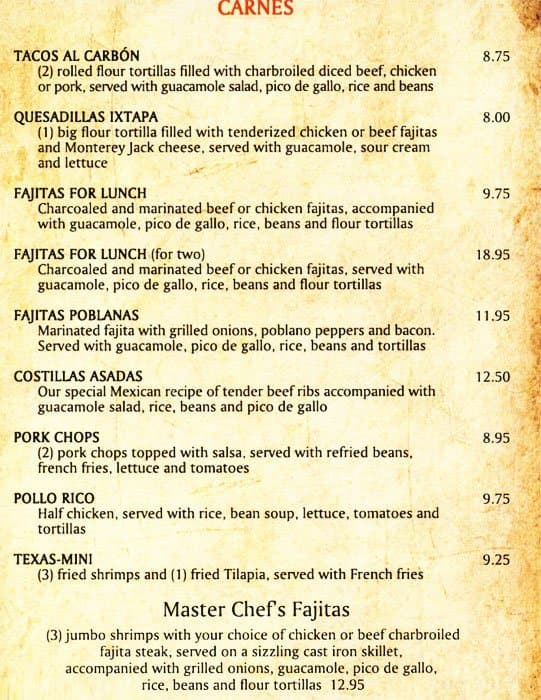 Menu at La Maria restaurant, Houston, Stuebner Airline Rd