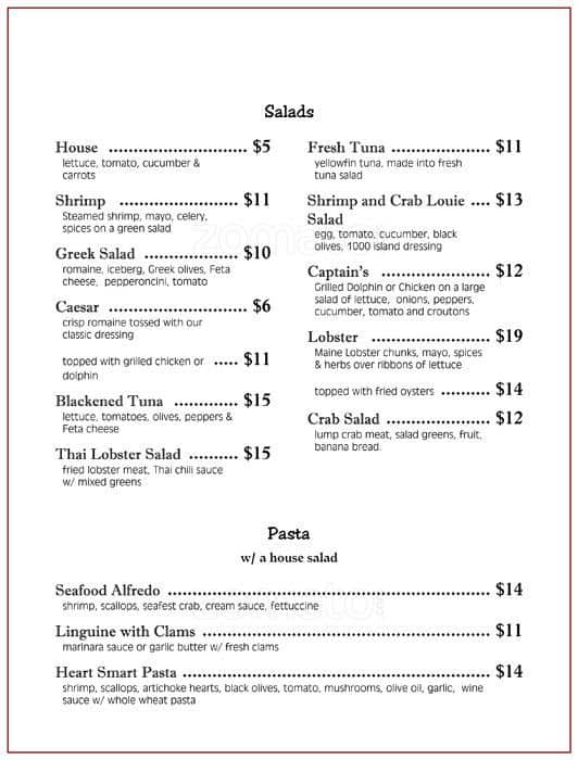 Menu at Captain's Tavern Restaurant, Miami, S Dixie Hwy
