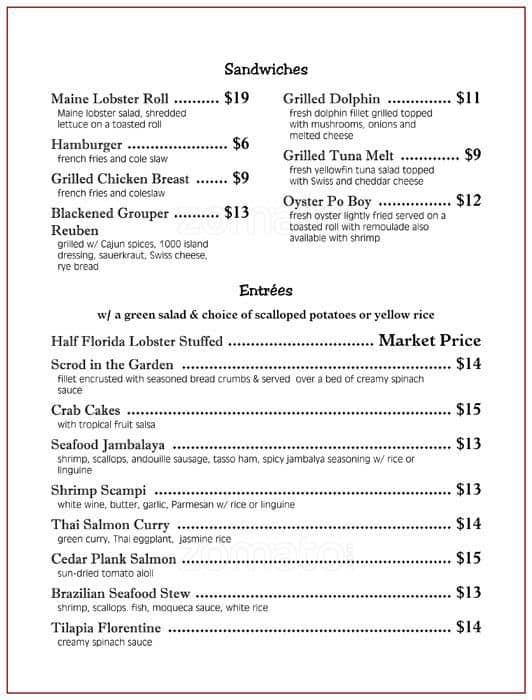 Menu at Captain's Tavern Restaurant, Miami, S Dixie Hwy