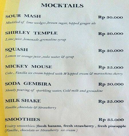 Carta de Bagus Resto & Bar, Kuta, Jl. Wana Segara No.31