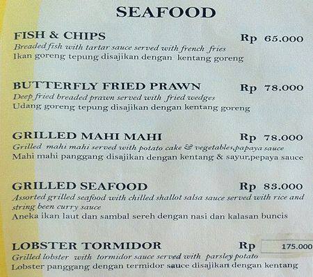 Carta de Bagus Resto & Bar, Kuta, Jl. Wana Segara No.31